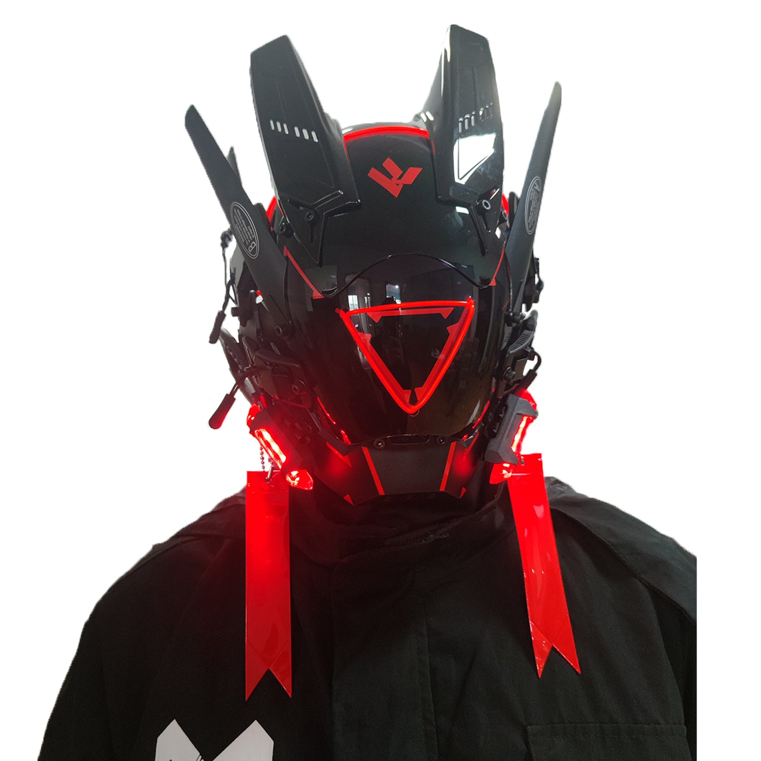 JAUPTO Cyberpunk Mask Helmet , LED Light Futuristic Techwear Mask,Sci-