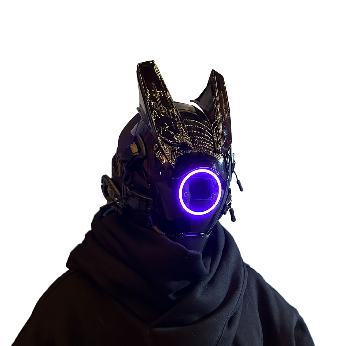 JAUPTO Techwear Mask CyberPunk Mask Helmet ,LED Light Cool Samurai Mas