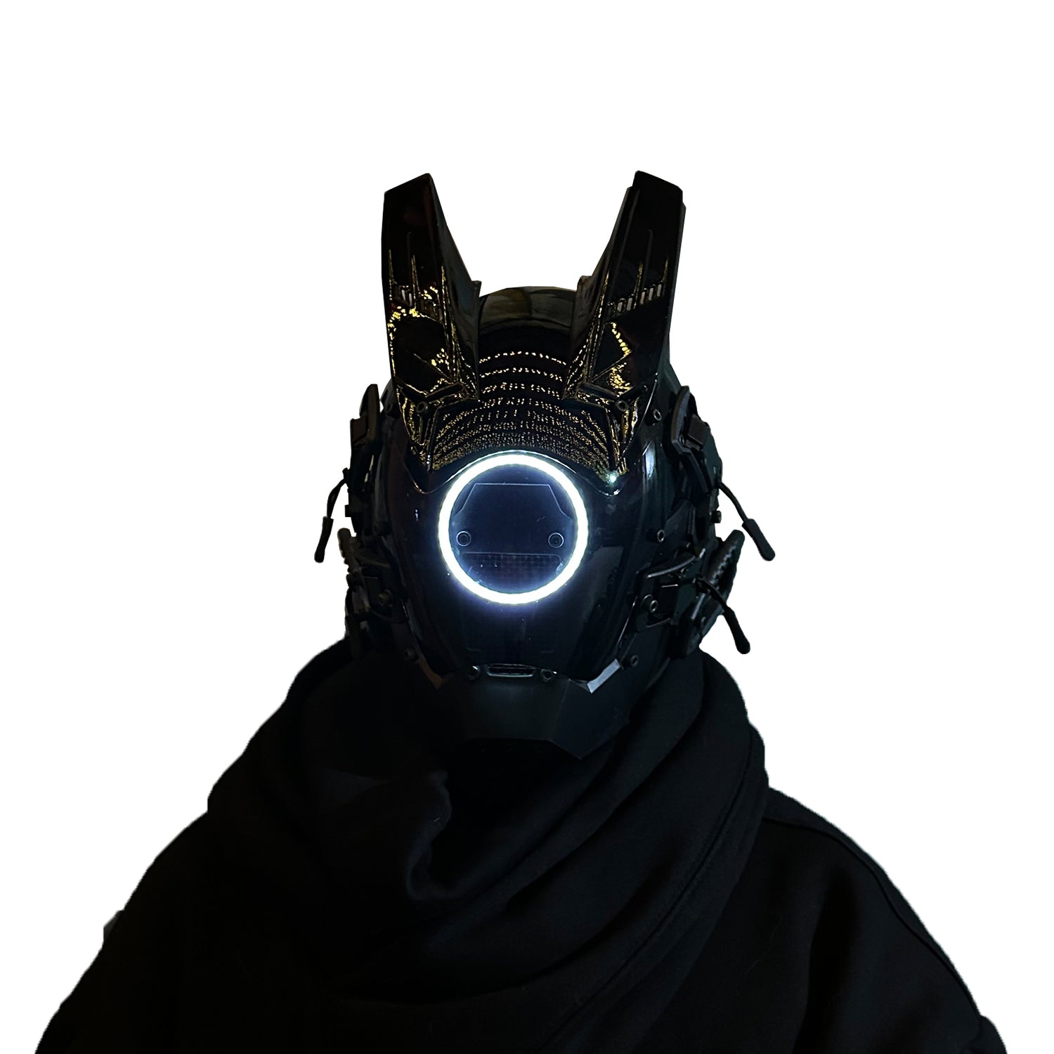 JAUPTO Techwear Mask CyberPunk Mask Helmet ,LED Light Cool Samurai Mas