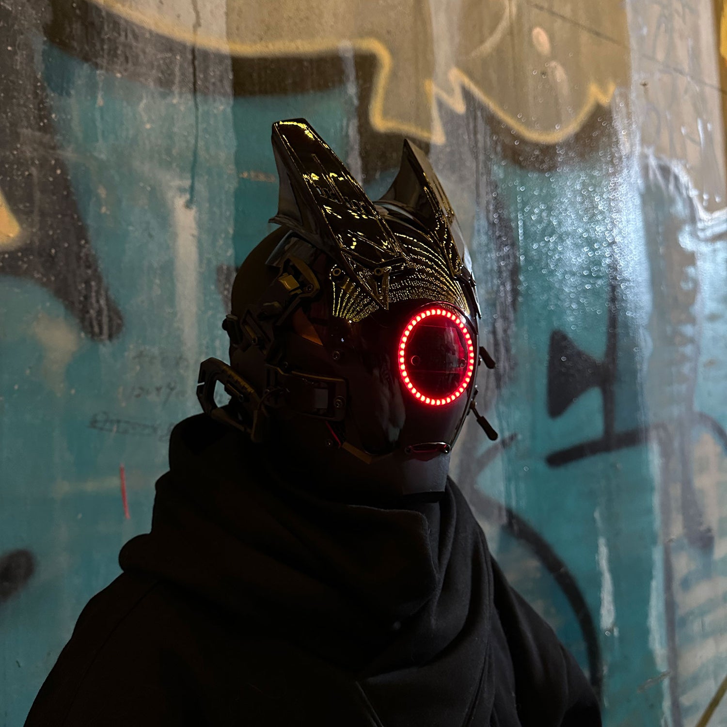 JAUPTO Techwear Mask CyberPunk Mask Helmet ,LED Light Cool Samurai Mas