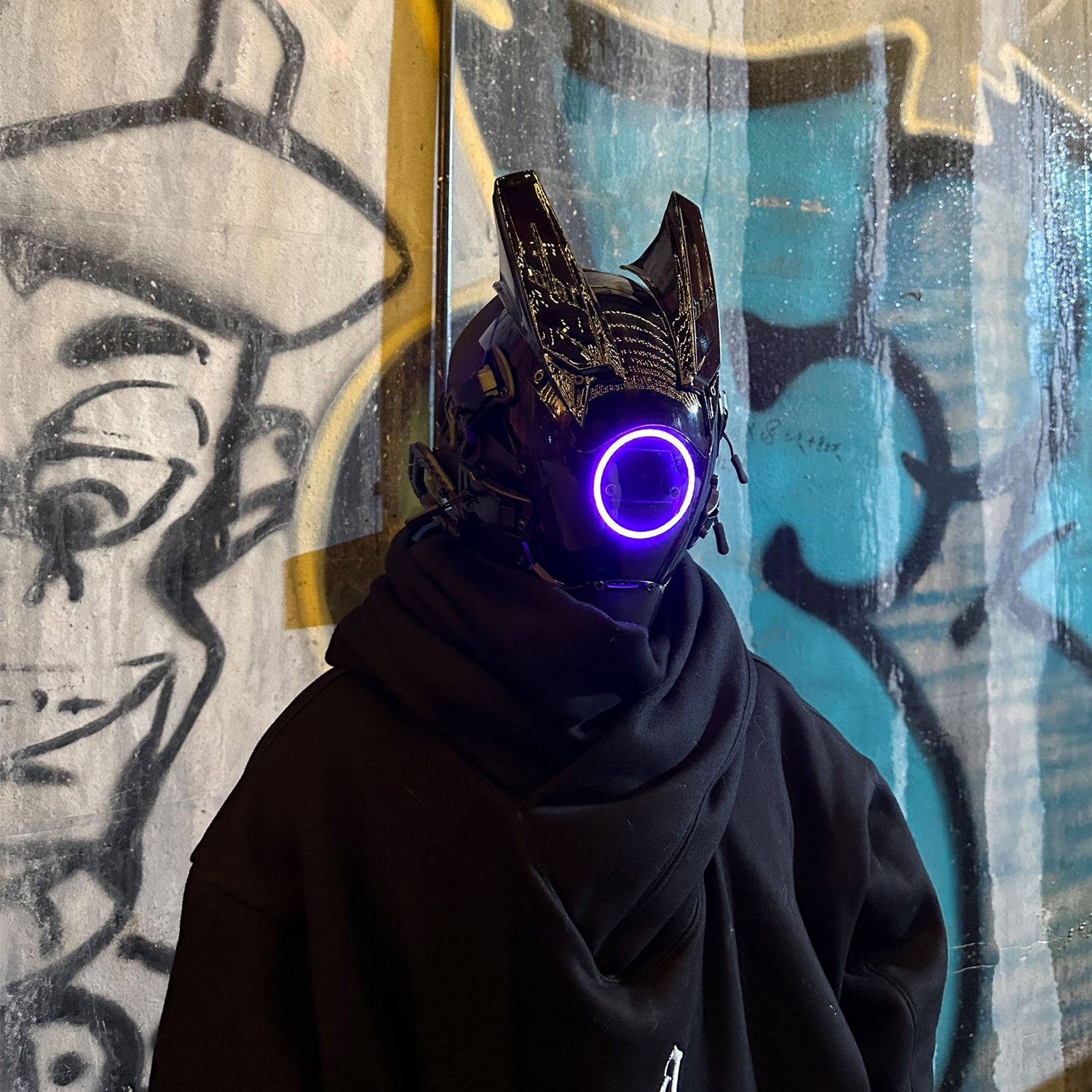 JAUPTO Techwear Mask CyberPunk Mask Helmet ,LED Light Cool Samurai Mas
